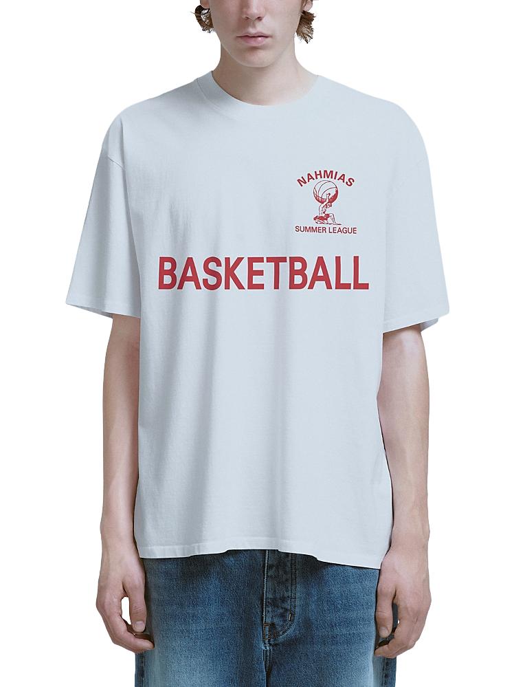 NAHMIAS youth basketball crewneck logo t-shirt